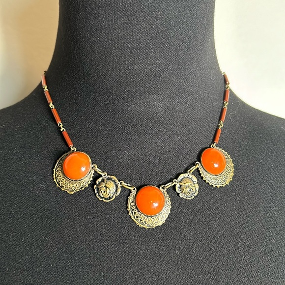 Vintage | Jewelry | Vintage Antique Ally Bird 92s 1930s Rose And Orange ...